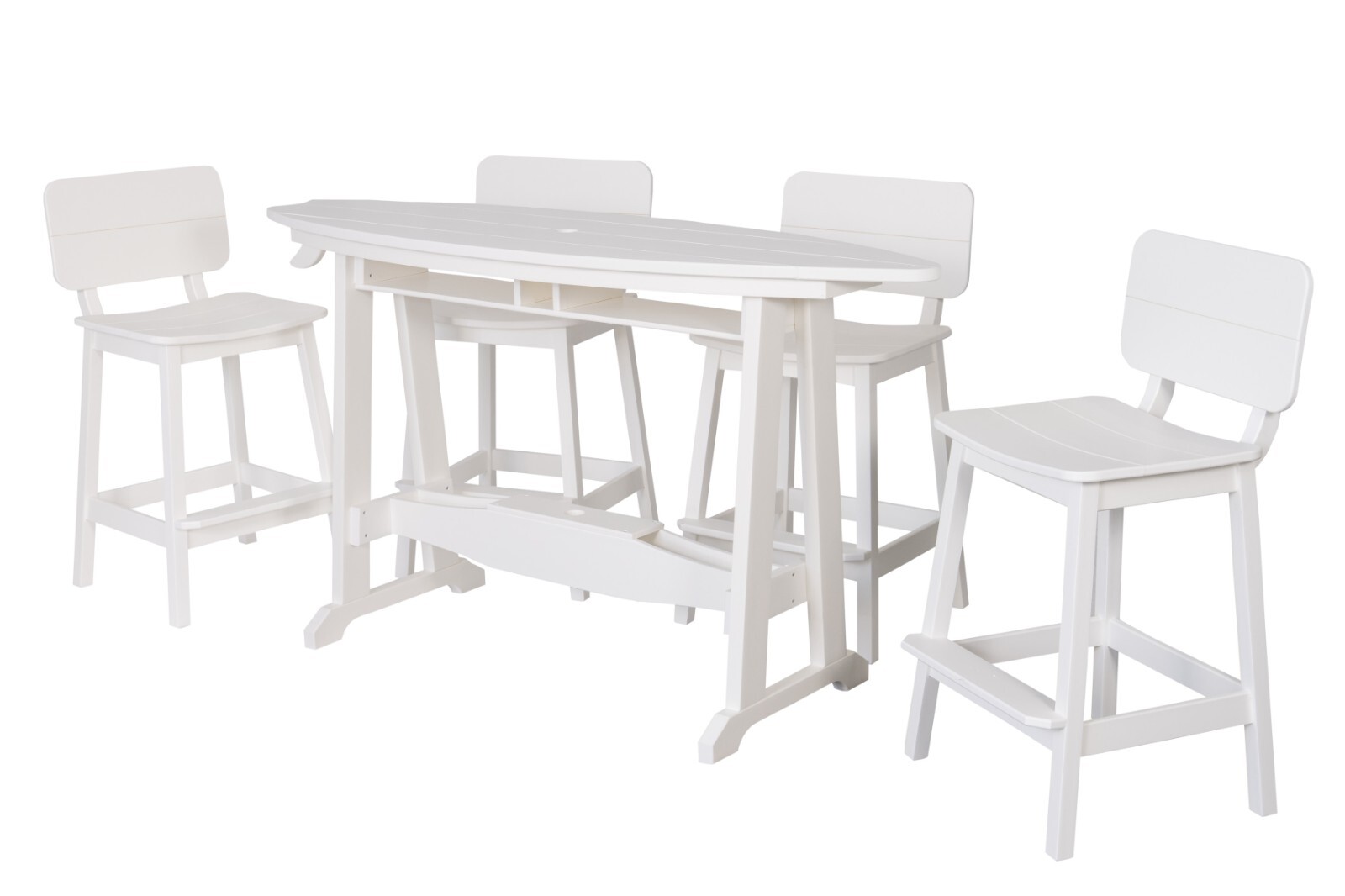 Amish-Made 8' Surfboard-Shaped Poly Bar Table and Bar Stool Set | eBay