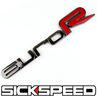 CHROME/RED METAL EURO R ENGINE RACE MOTOR SWAP EMBLEM BADGE FOR TRUNK ...