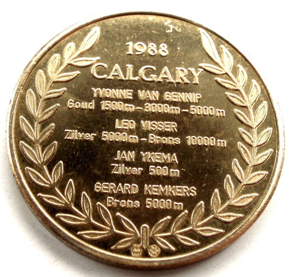 CALGARY 1988 NETHERLANDS MEDAL WINNERS Medal 35mm 16.8g Gold plated ...