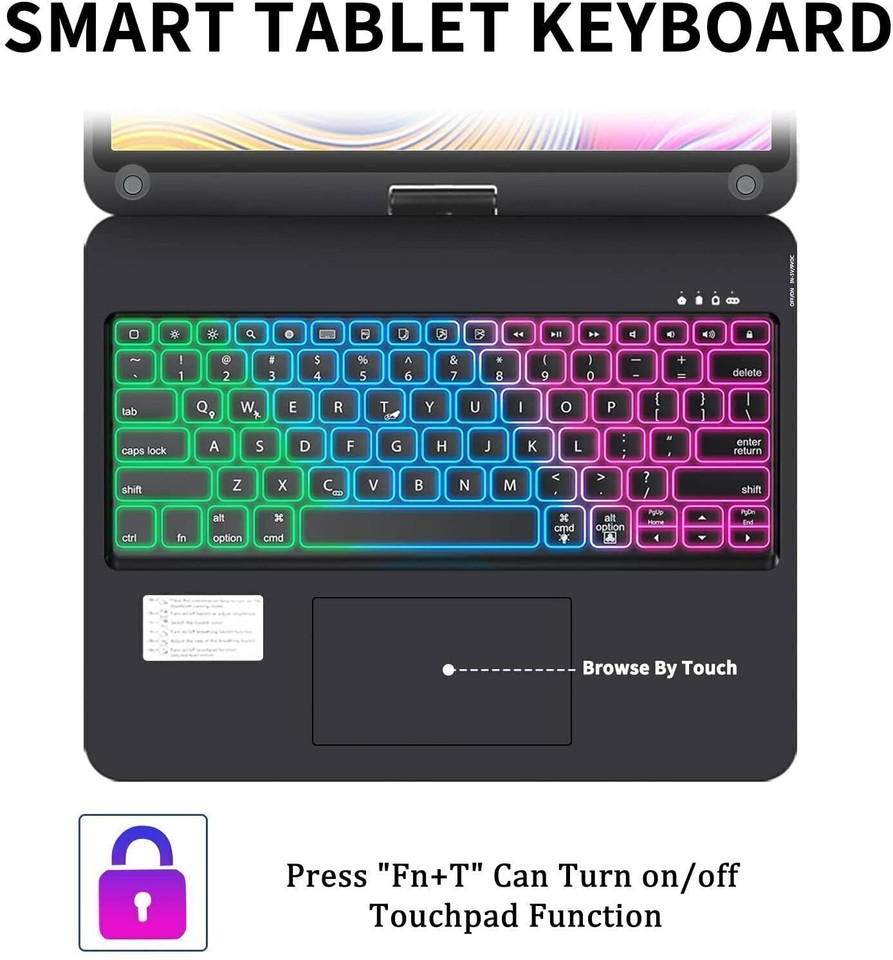 For iPad Pro 12.9 inch 6th/5th/4th/3rd Gen Touchpad Rotate Keyboard ...