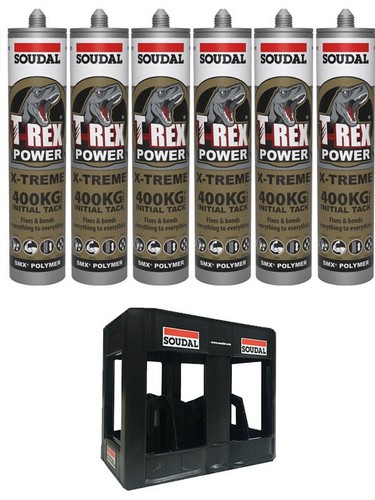 Soudal T-Rex Power Xtreme Adhesive Sealant White 280ml 6 Pack + Crate ...