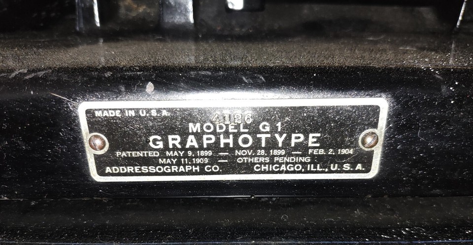 Addressograph Multigraph Graphotype Dog Tag Machine Antique Vintage ...