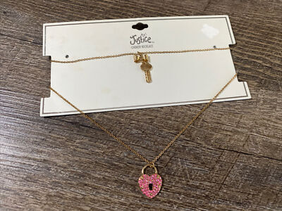 Justice Pink Gold Rhinestone Lock Bow Key Choker Necklace Nwt | eBay