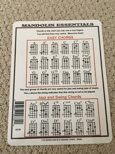 Mandolin Chord Chart for Mando Lesson G D a E for sale online | eBay