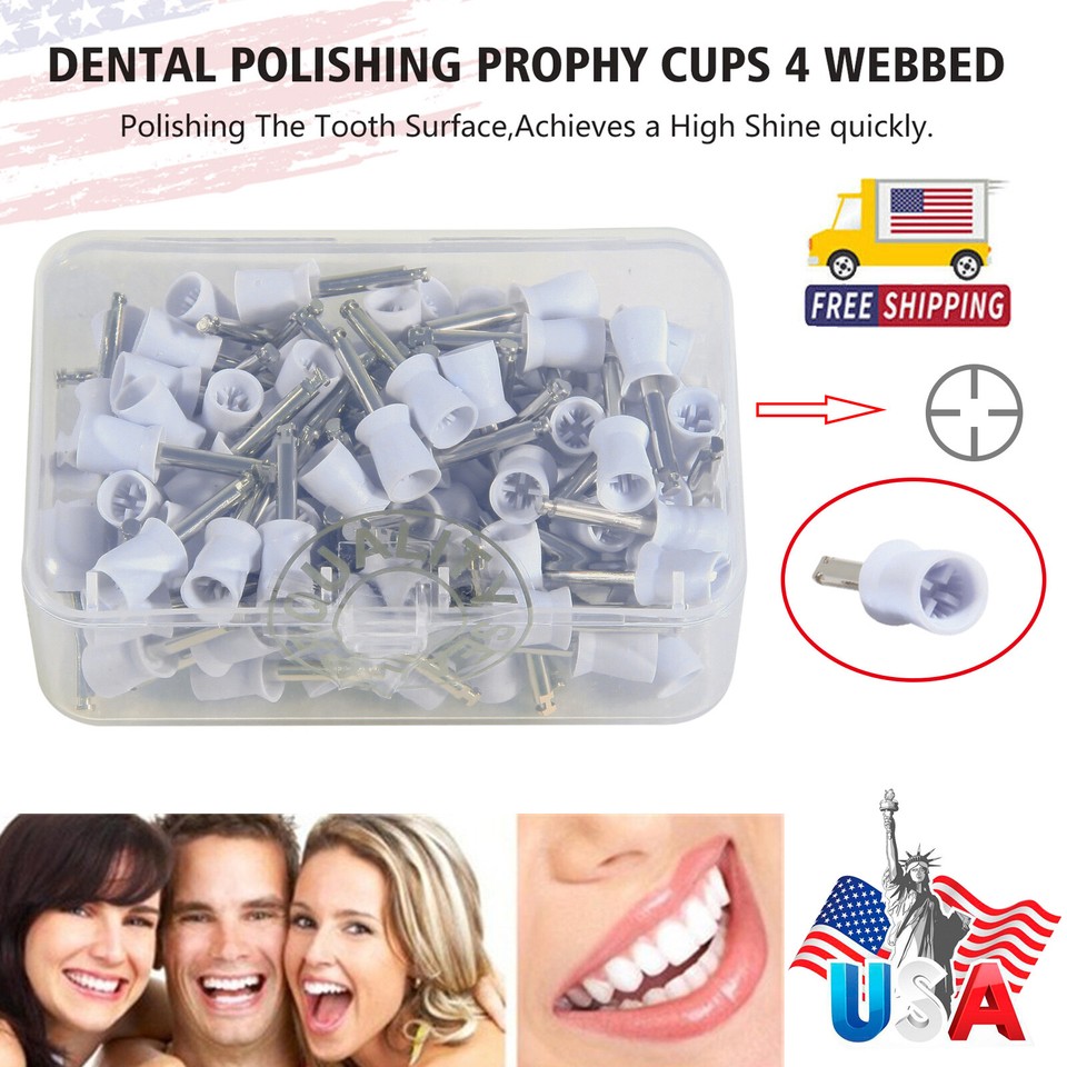 100PCS Dental Prophy Tooth Polishing Cups brushes Latch-Type Rubber 3 ...