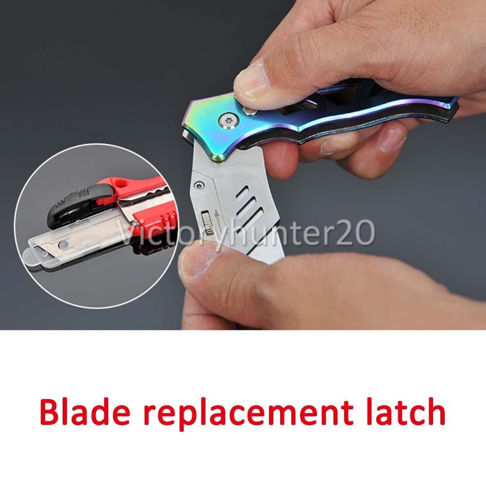 Pocket Folding Utility Knife Cutting Tool Box Cutter Camping Belt +10x ...