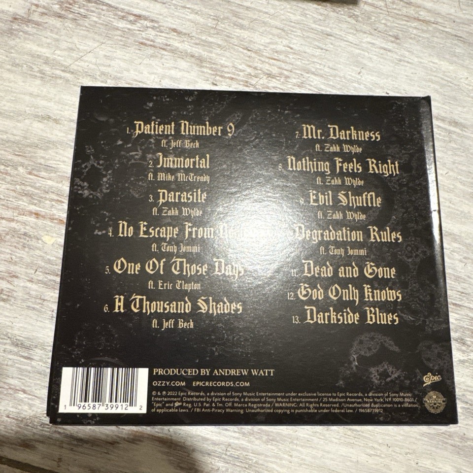 OZZY OSBOURNE SIGNED Patient Number 9 AUTOGRAPH CD INSERT NOT A VINYL ...