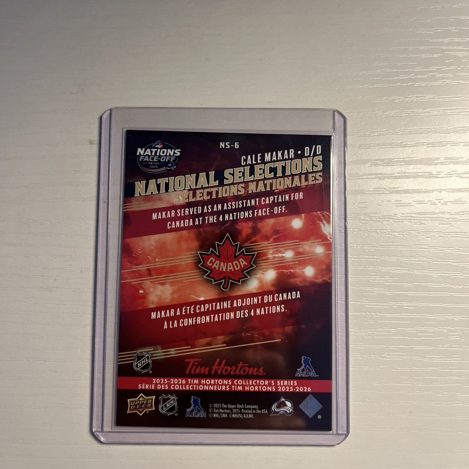 2025-26 UD Tim Hortons National Selections CALE MAKAR #NS-6 | eBay