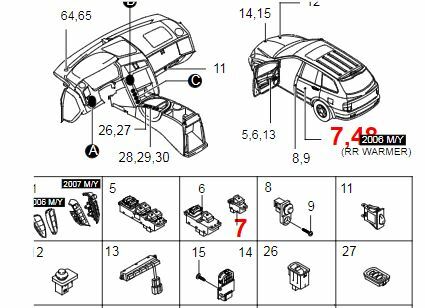 GENUINE BRAND NEW SWITCH -POWER WINDOW REAR 2EA KYRON D100 2.7L DIESEL ...