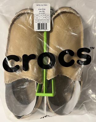 CROCS Mens Santa Cruz Khaki Beige Slip-On Loafers Canvas Shoes 10128 ...