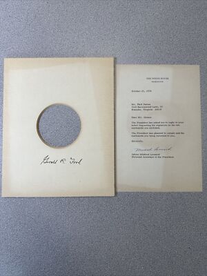 President Gerald Ford Signature On 8x10 Mat-Board With Letter From ...