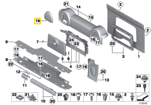 New Genuine MINI Cooper Trunk Trim Cover Partition Top Black Right Left ...