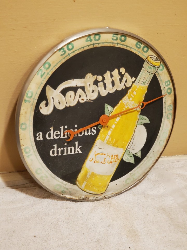 NESBITT'S ORANGE SODA Ice Cold Pop vintage advertising thermometer sign ...