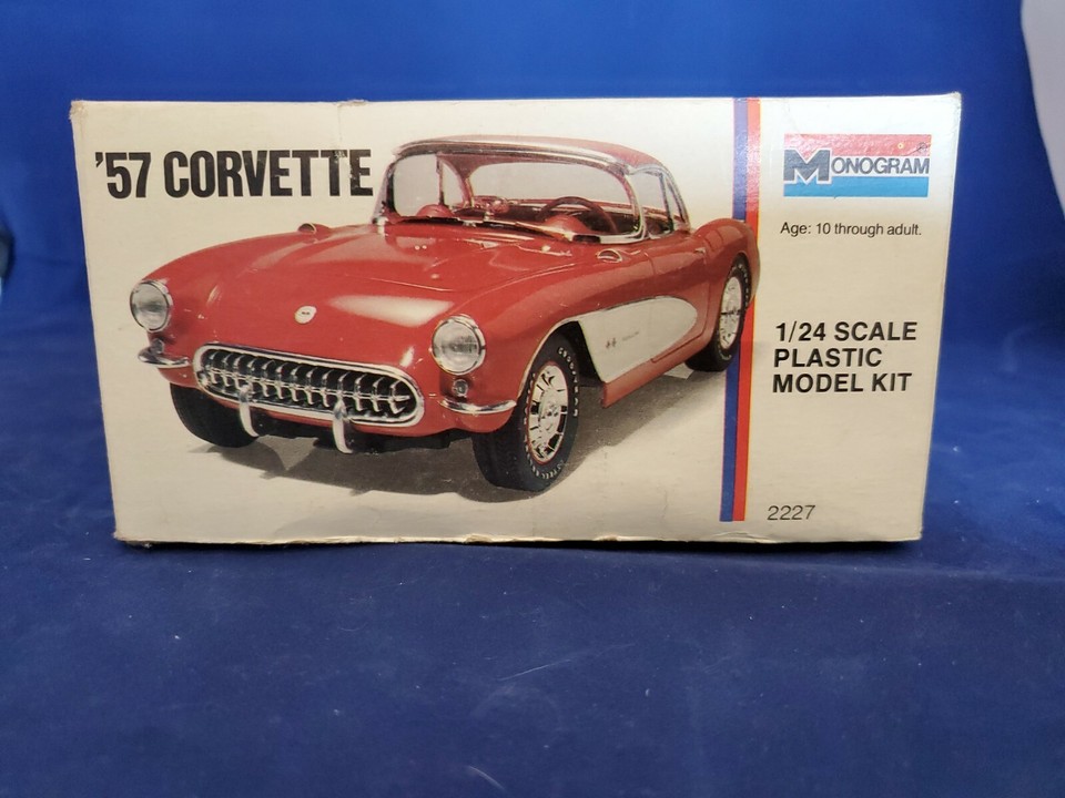 1957 Corvette Convertible Roadster 1:24 Monogram Plastic Model Vintage ...