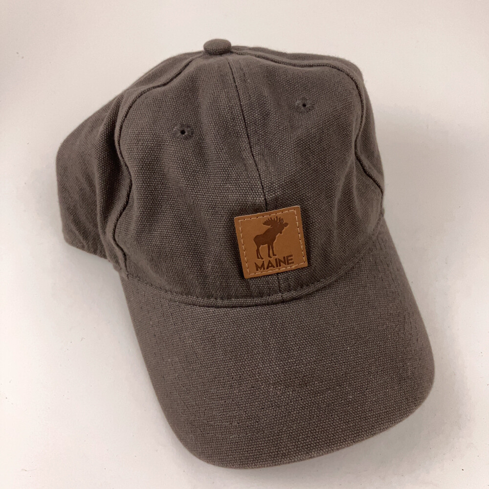 Maine Moose small leather patch hat - Gem