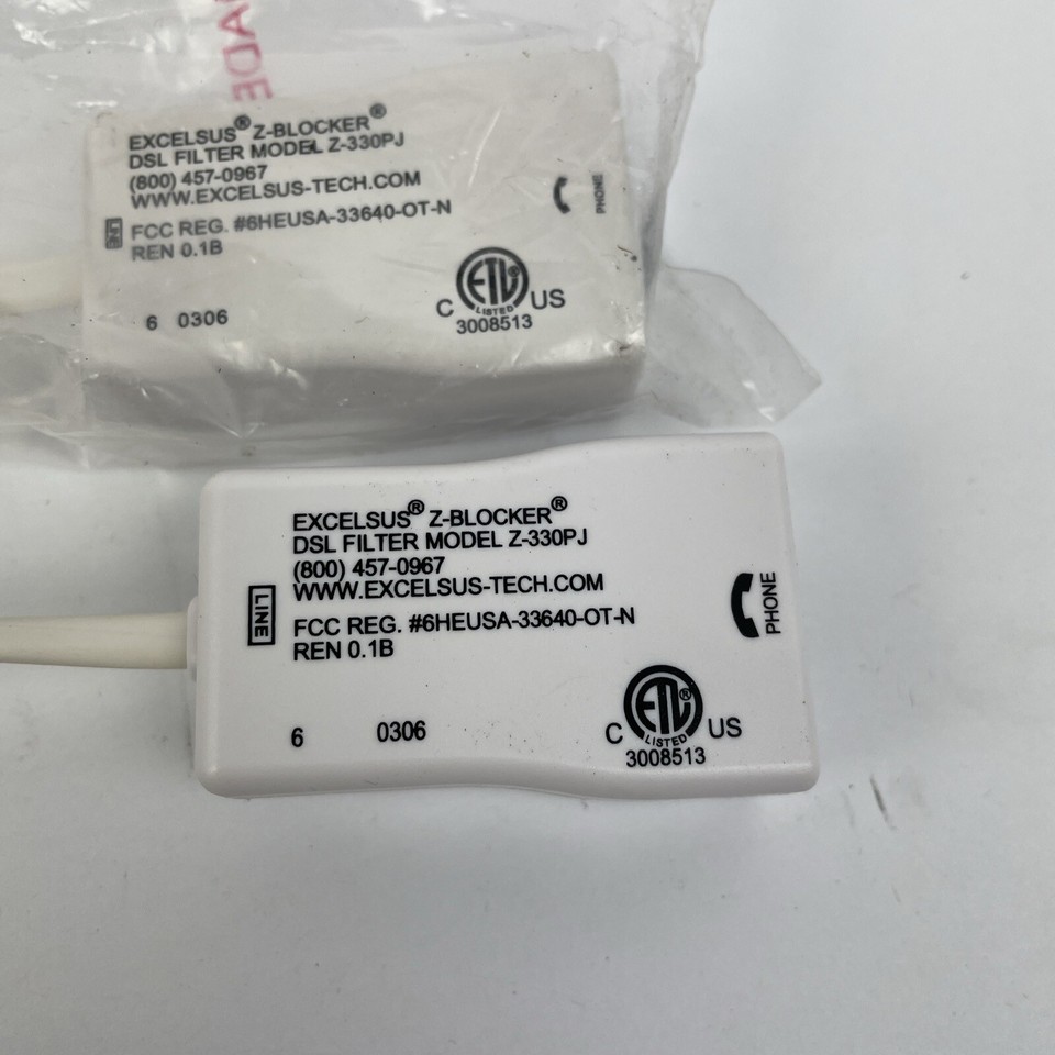 Lot of 2 x Excelsus Z-Blocker Single Line Telephone DSL Filter White Z ...