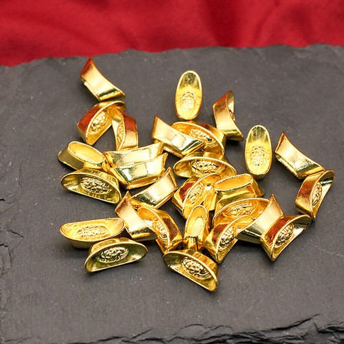 10pcs Ingot Gold Chinese Yuan Bao Wealth Golden Statue Ingots Decor ...