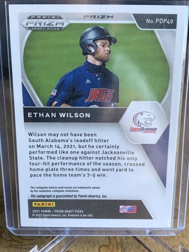 2021 ETHAN WILSON Prizm Draft Picks Red Purple Pulsar Prizm #PDP49 Auto ...
