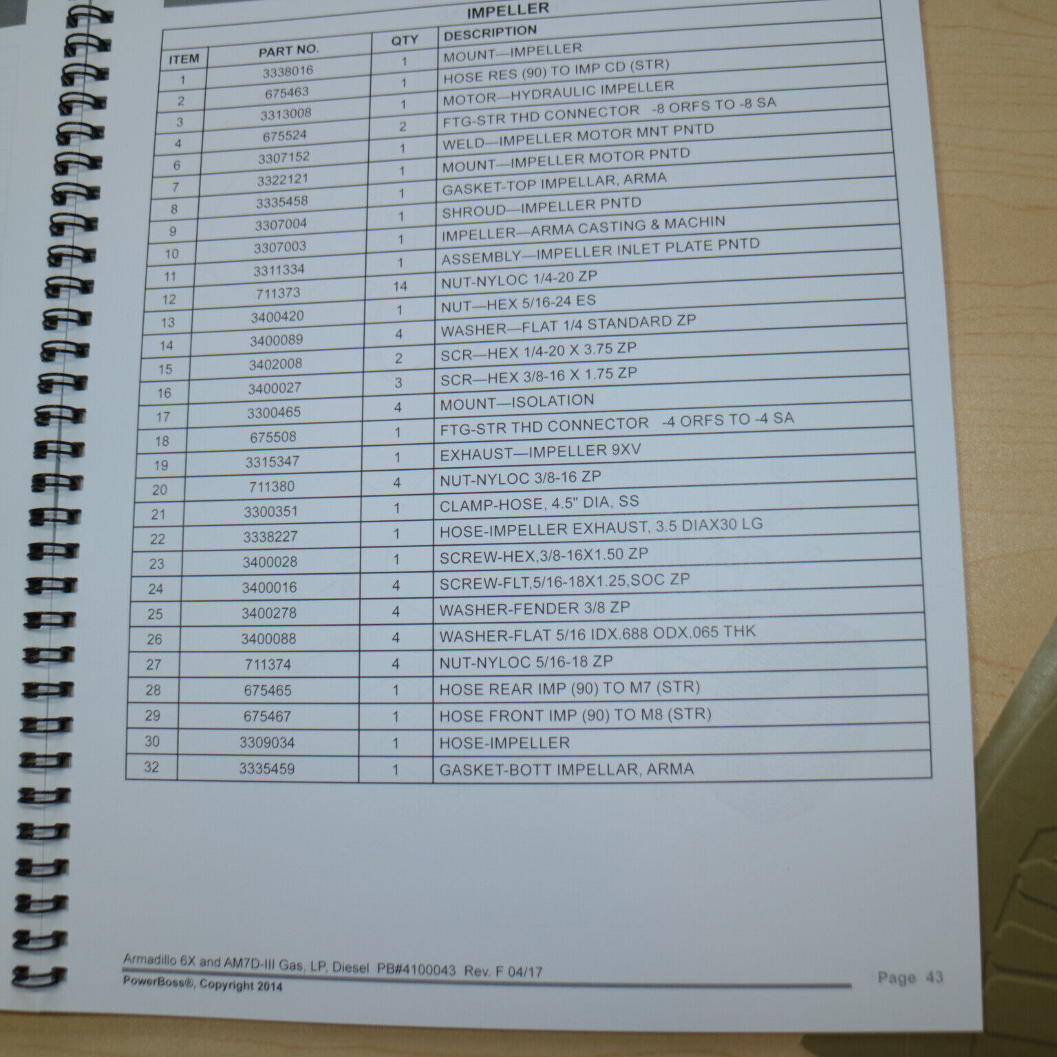 POWERBOSS ARMADILLO 6X AM7D-III Sweeper Parts Book Catalog List Spare ...