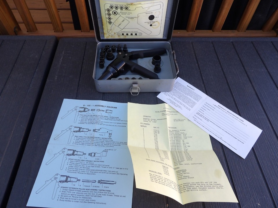 BLIND FASTENER INSTALLATION, D-100-MIL-1, Rivet Tool Kit, USA MADE. | eBay