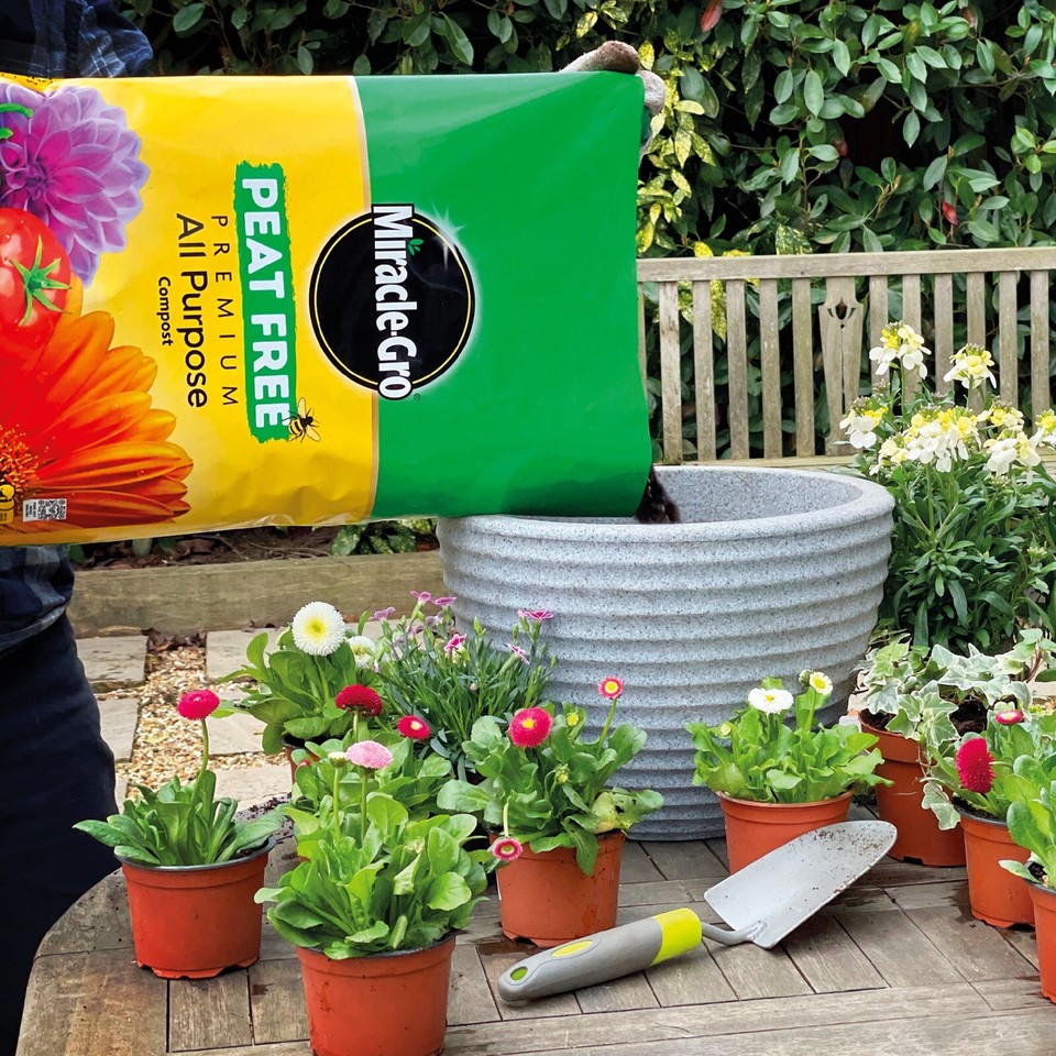 MIRACLE GRO ALL PURPOSE COMPOST ENRICHED PREMIUM SOIL POTTED GARDEN ...