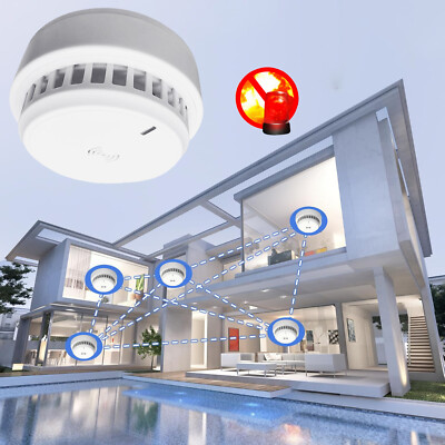 Smoke Alarm Set 10 Year Lifetime Battery Operated Optical Detector Fire ...
