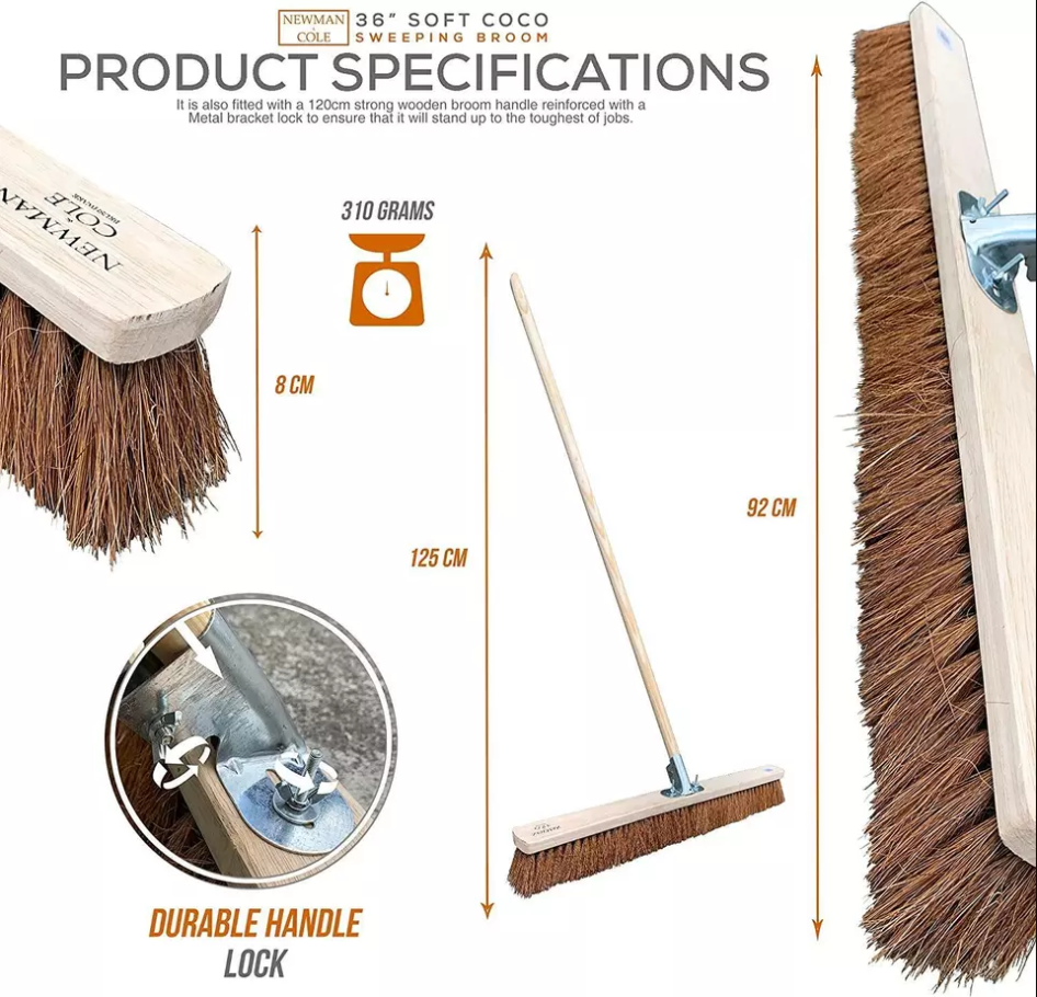 EXTRA LARGE WAREHOUSE BROOM 36" WIDE BIG SOFT SWEEPING BRUSH FLOOR ...
