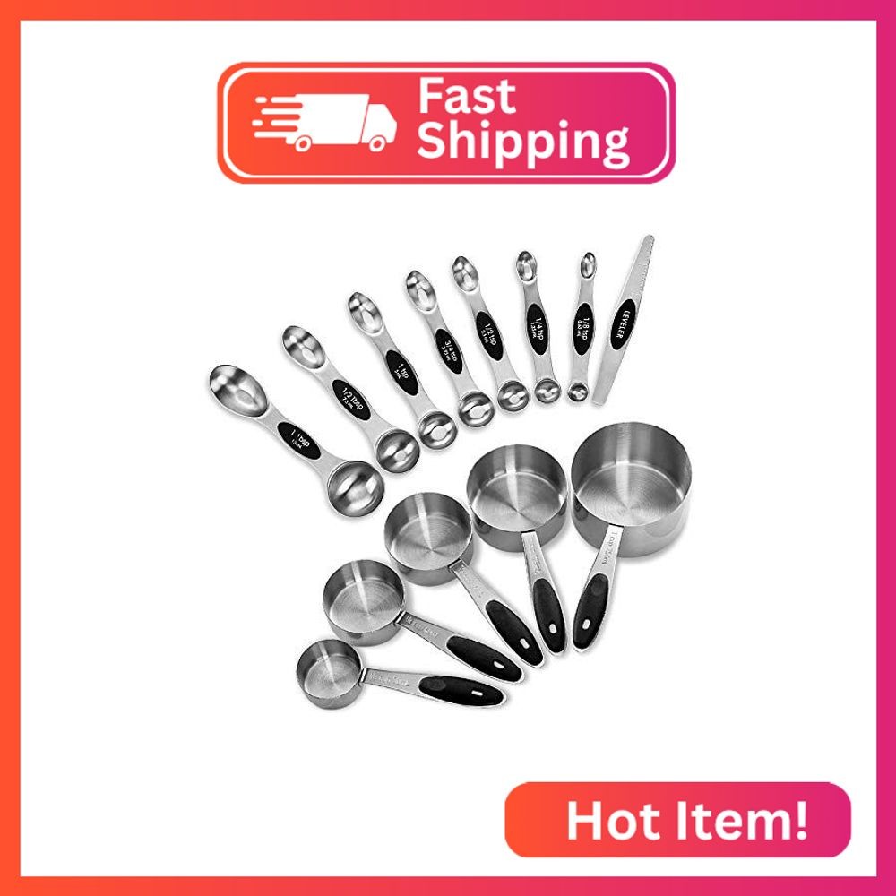 EDELIN Measuring Cups and Magnetic Measuring Spoons Set, Black | eBay