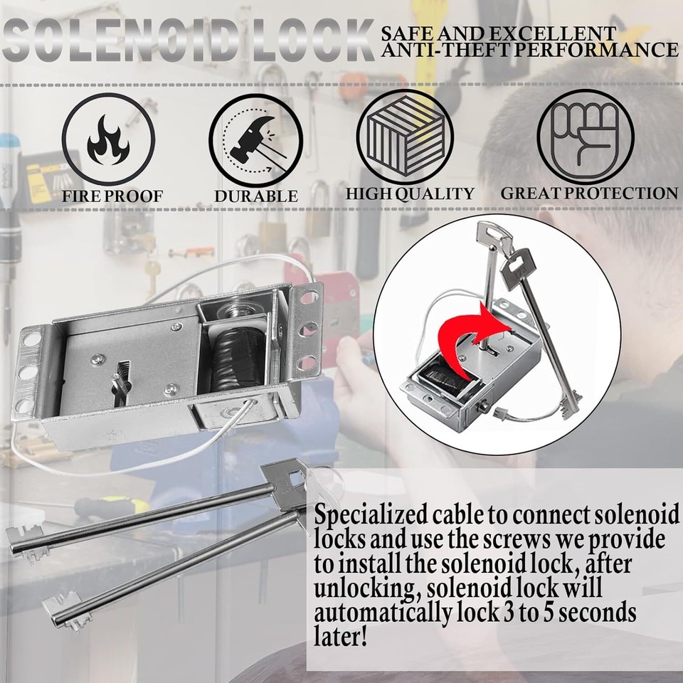 Gun Safe Lock Replacement Solenoid Lock & 2 Override Keys Digital ...