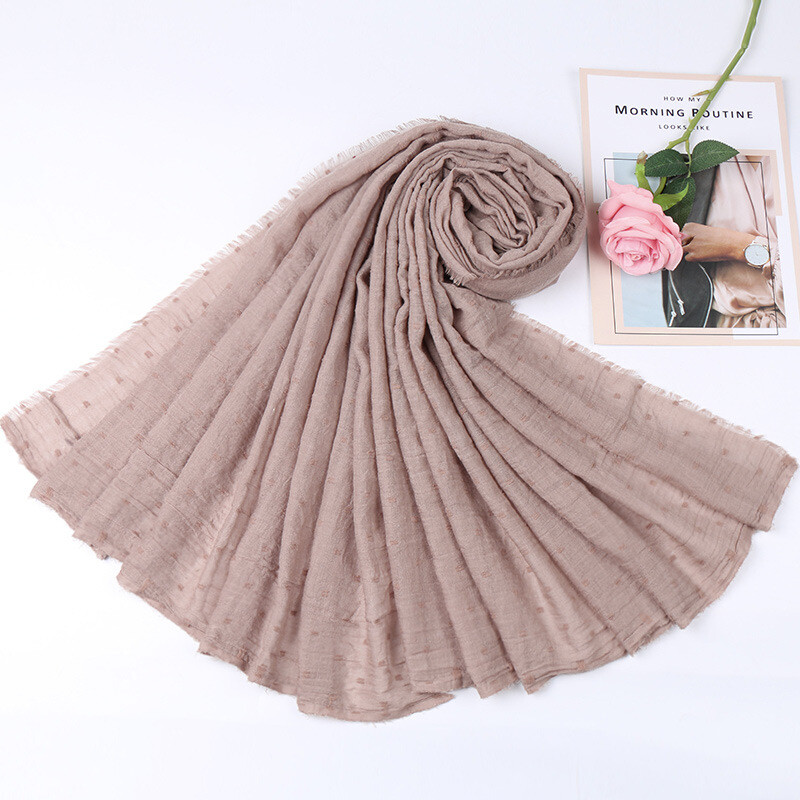 2pcs Solid Color Cotton Scarves Muslim Women Hijabs Shawls Breathable ...