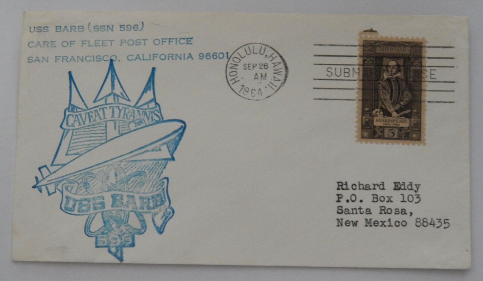 USS Barb (SSN 596) September 26 1964 Honolulu Hawaii | eBay