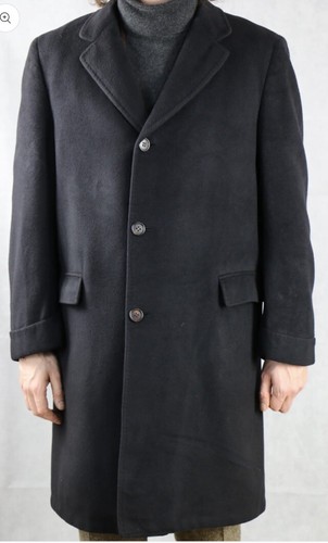 Vintage 1960s Mens Black Cashmere Overcoat Top Coat Old Money Business ...