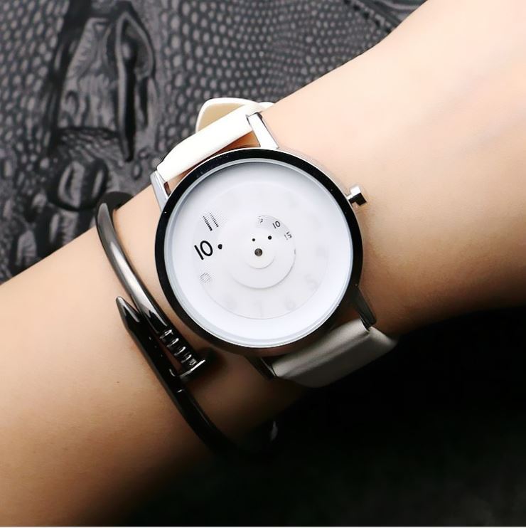 Modern Novelty Creative Steel Wrist Watch with Fading Numbers Leather ...