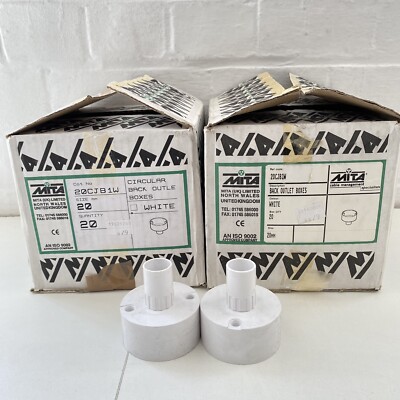 32 X WHITE CIRCULAR BACK OUTLET BOXES JOBLOT 20mm PLASTIC CABLE ...