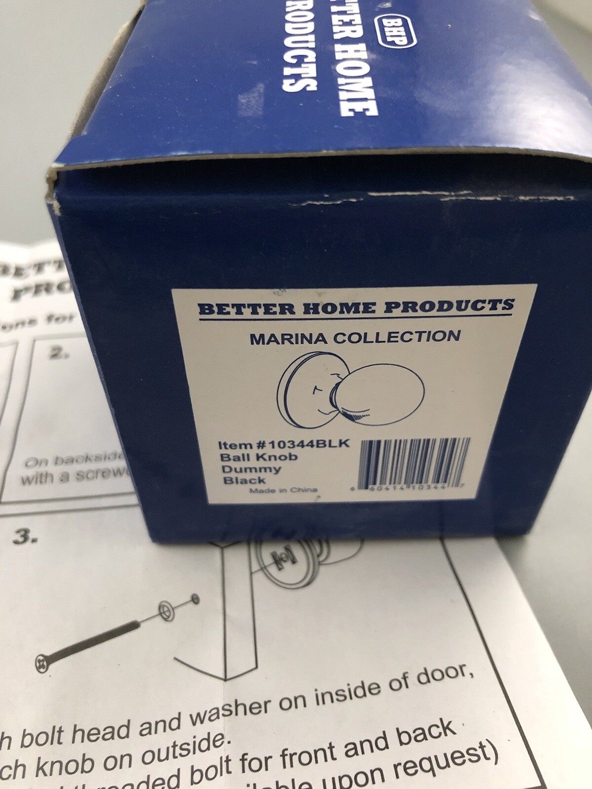 BETTER HOME PRODUCTS MARINA COLLECTION Item # 10344BLK Ball Knob Dummy ...