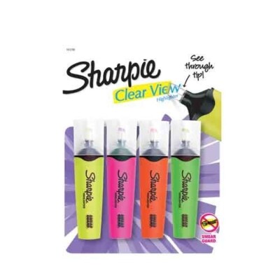 Sharpie Clear View Highlighter Smear Guard Chisel Tip 4/Pk Asstd School ...