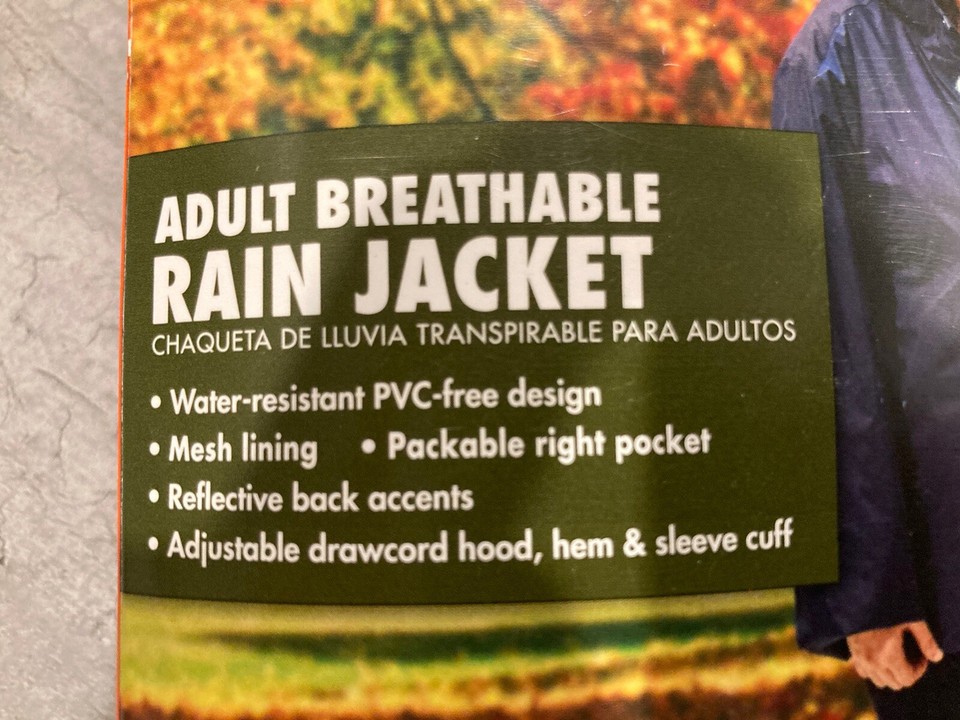 Ozark Trail - XL/XXL Adult Breathable Rain Jacket - Blue - Hood - Packable - New | eBay