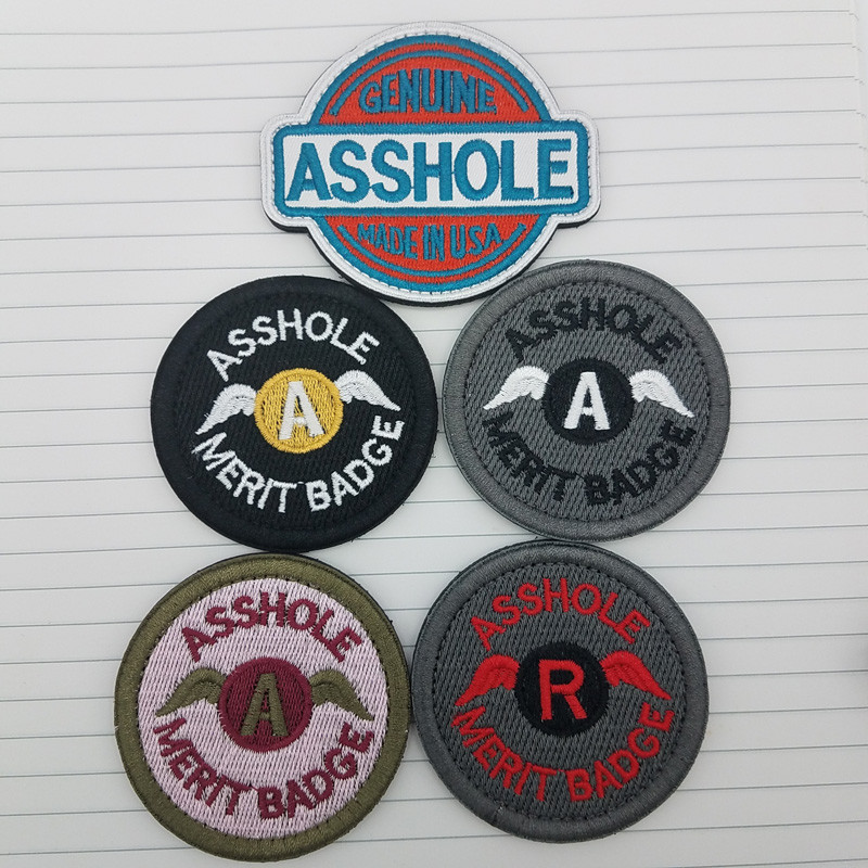 5Pcs A-hole Merit Badge Tactical Military Hook Loop Patch Embroidered ...
