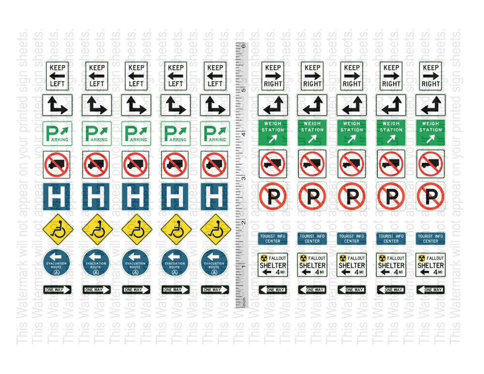 1100+ O Scale 1:48 Street and Traffic Signs on Adhesive-Backed Paper | eBay