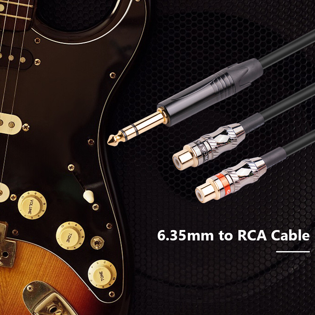 FE# Audio Y Splitter 6.35mm Male to 2RCA Female Cable 24k Gold-plated ...