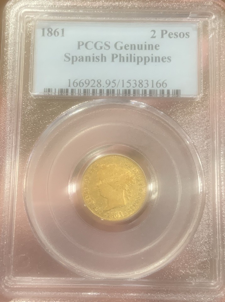 1861 Spanish Philippines Gold 2 Pesos PCGS Genuine Scarce | eBay