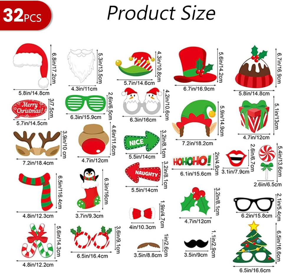 Christmas Photo Booth Props - Christmas Photo Booth Props Kit 32 Counts ...