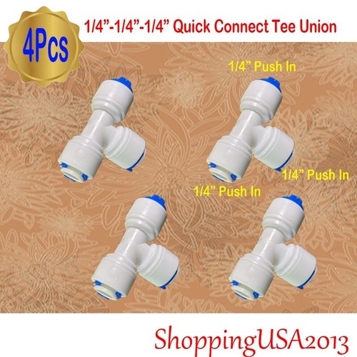 4 Pcs Quick Connect Tee Union Fitting 1/4" Quick Connector Push in Ro ...