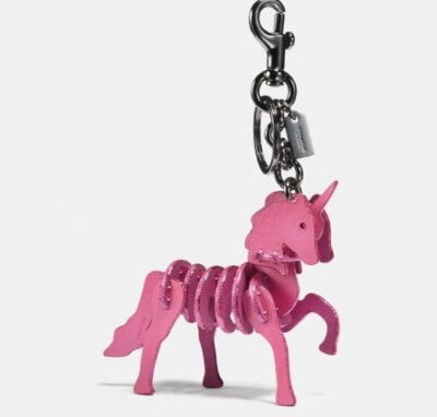 COACH GT Unicorn Puzzle Bag Charm Keyring 23531 Primrose Glitter edges ...