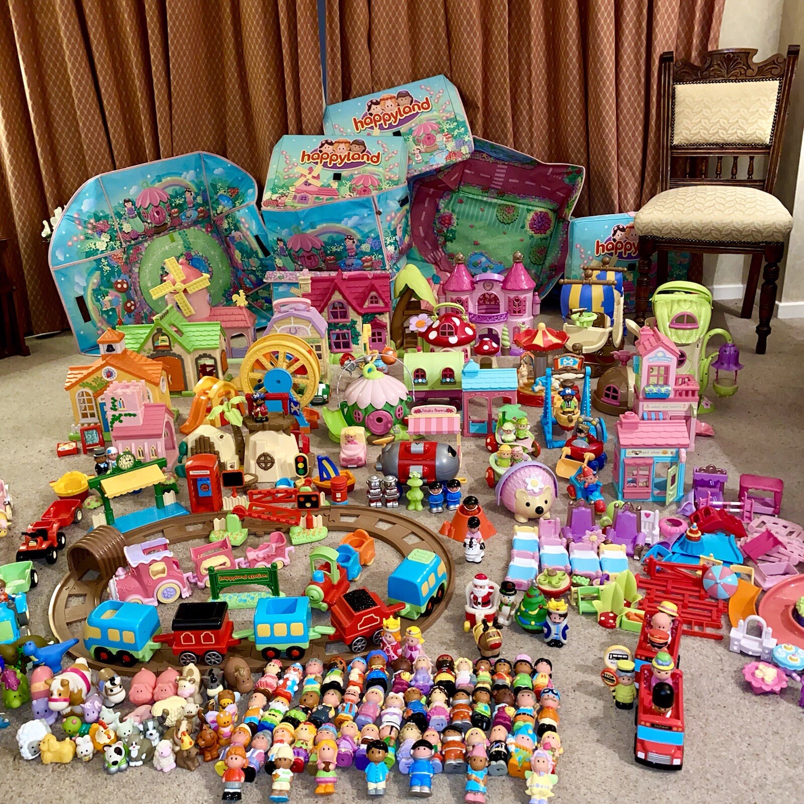 HUGE ELC HAPPYLAND Toy Collection Including fold out storage box ...