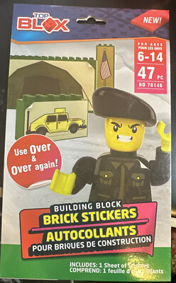MakeBlox Building Block Brick Stickers Custom MILITARY Graphic Reusable ...