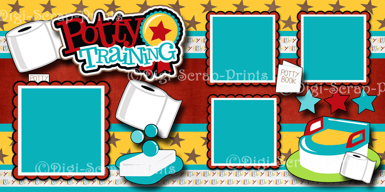 POTTY TRAINING ~ BOY 2 premade scrapbook pages paper piecing layout ...