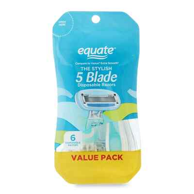 Equate Women's 5 Blade Disposable Razors 6 Count | eBay