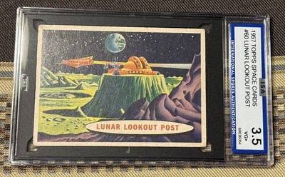 1957 VINTAGE TOPPS SPACE CARDS #60 LUNAR LOOKOUT POST CARD ISA 3.5 ...