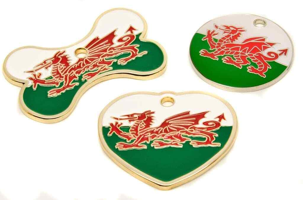 ENGRAVED Dog ID Tags Identity Name Collar Pet Disc Flag Personalised ...